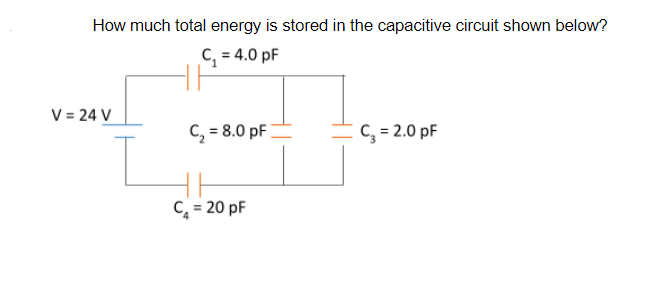 Solved How much total energy is stored in the capacitive | Chegg.com
