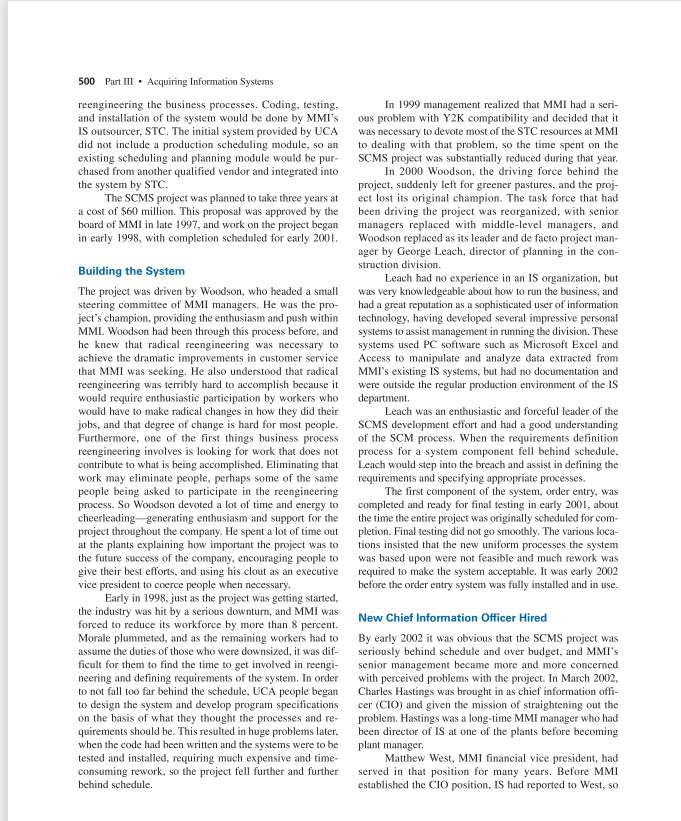 Solved Case Study III-7. A Troubled Project at Modern | Chegg.com | Chegg.com