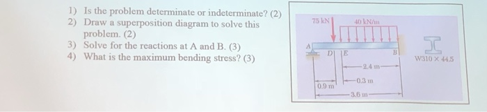 Solved 1) Is the problem determinate or indeterminate? (2) | Chegg.com