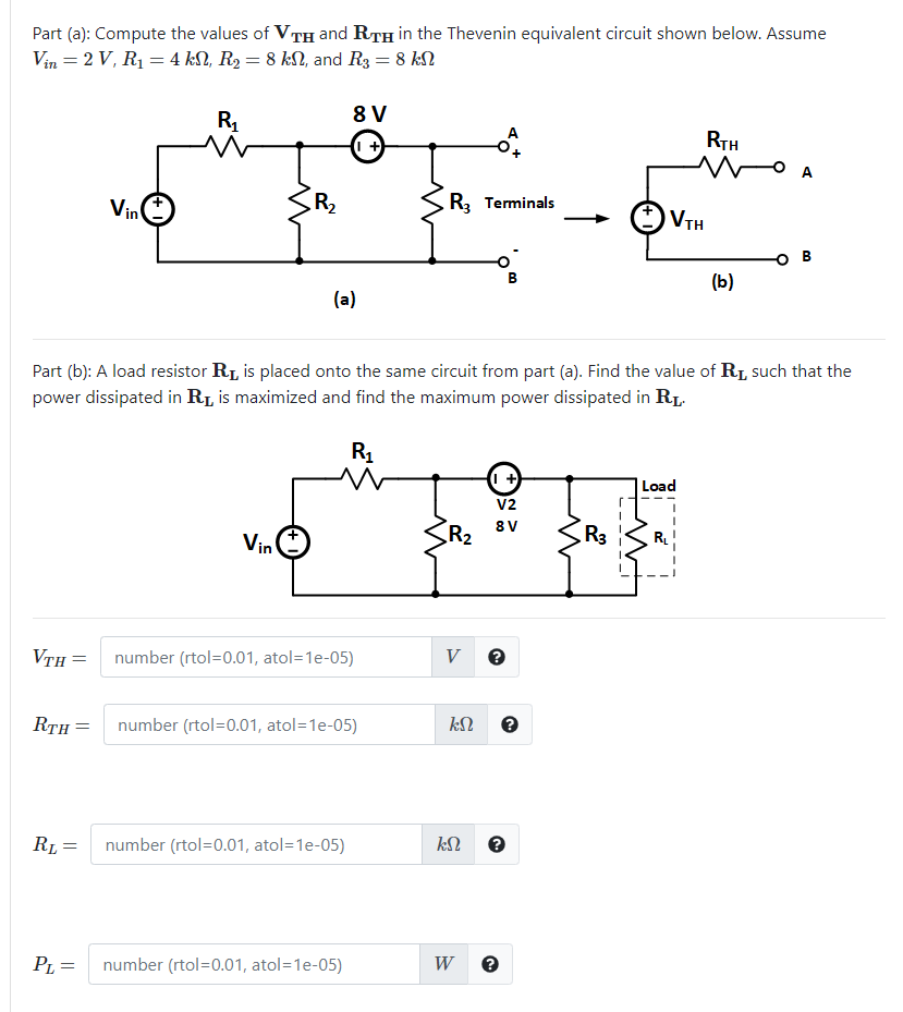 Solved Part (a): Compute the values of Vrh and Rth in the | Chegg.com