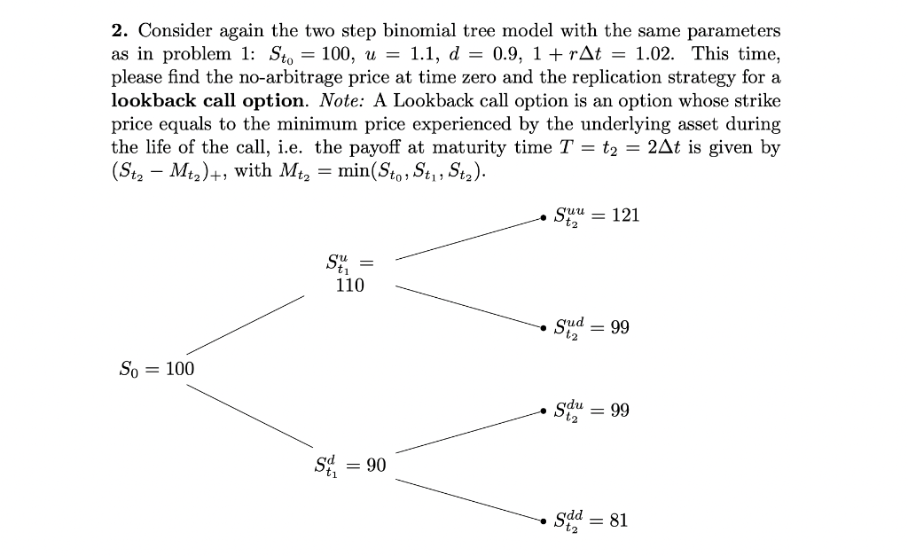 2. Consider again the two step binomial tree model | Chegg.com 2. Consider again the two step binomial tree model | Chegg.com
