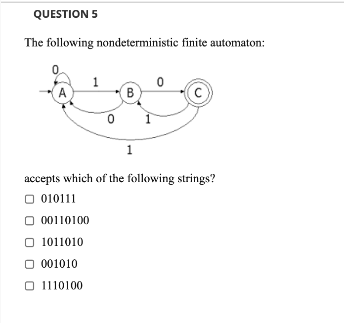 Solved QUESTION 5 The following nondeterministic finite | Chegg.com