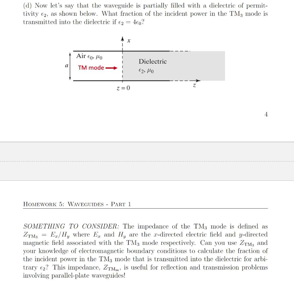 Solved 3. Plane waves and a TM3 mode (2 pts.) In the first | Chegg.com