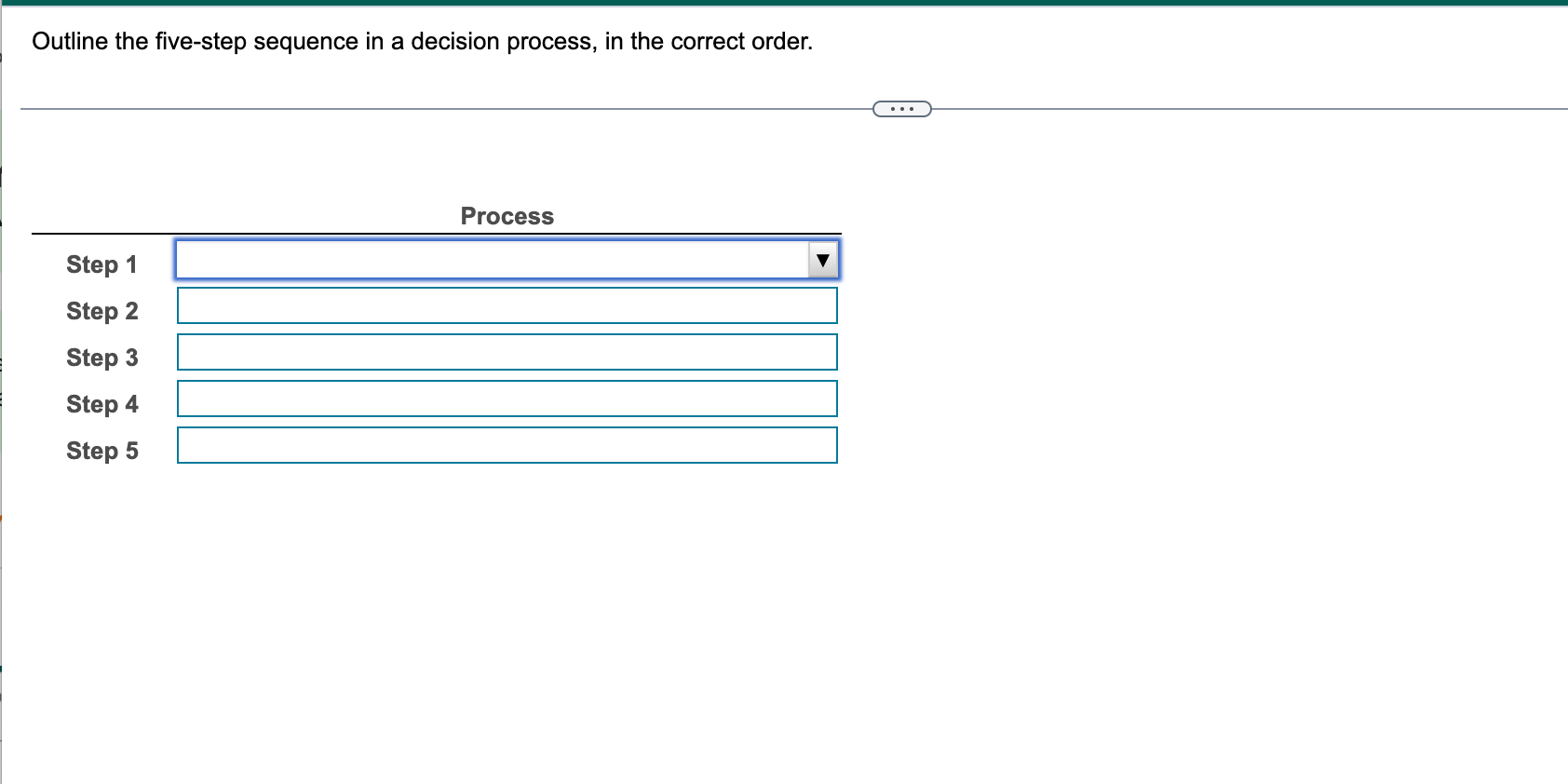 Solved Outline the five-step sequence in a decision process, | Chegg.com