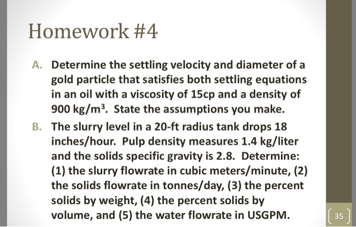 Solved Homework 4 Determine The Settling Velocity And