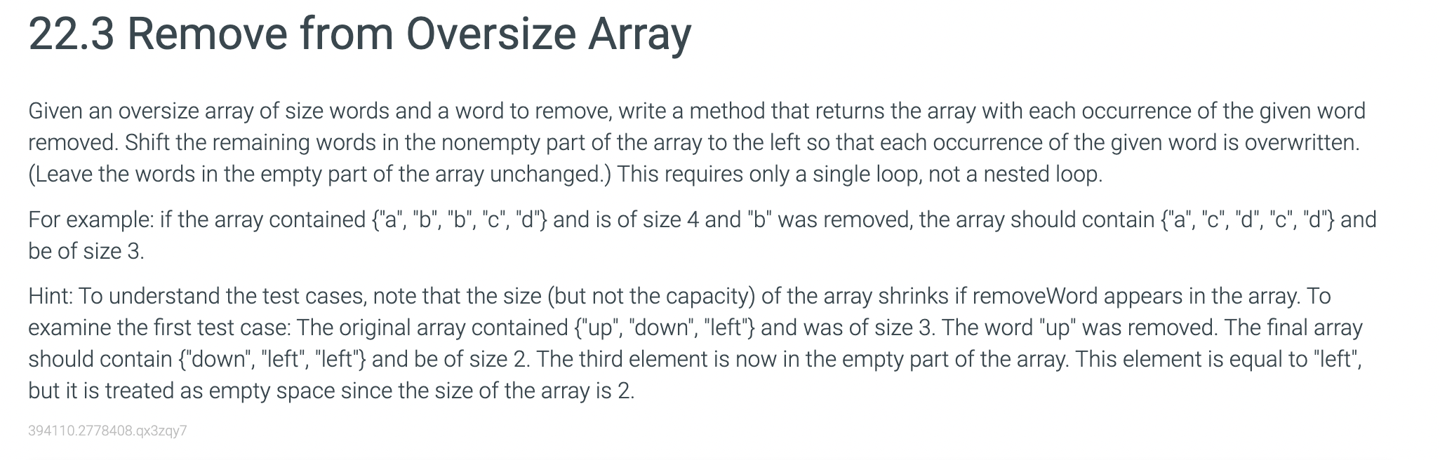 Solved 22 3 Remove From Oversize Array Given An Oversize