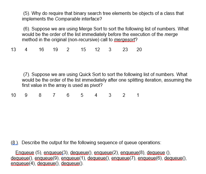 Solved (5). Why do require that binary search tree elements | Chegg.com
