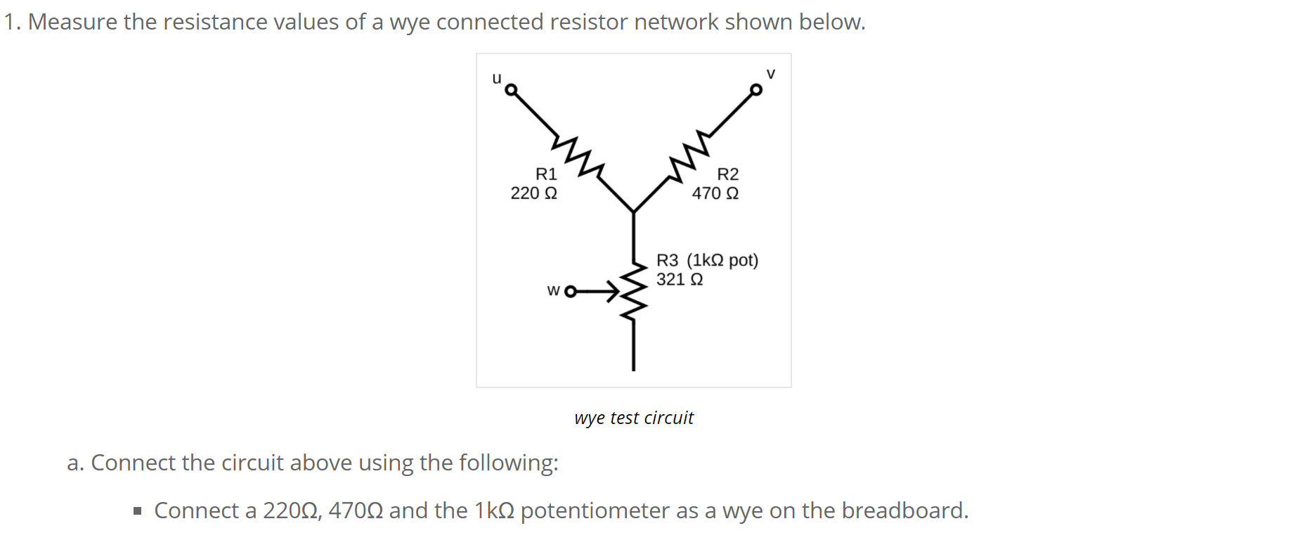 Solved 1. Measure the resistance values of a wye connected | Chegg.com