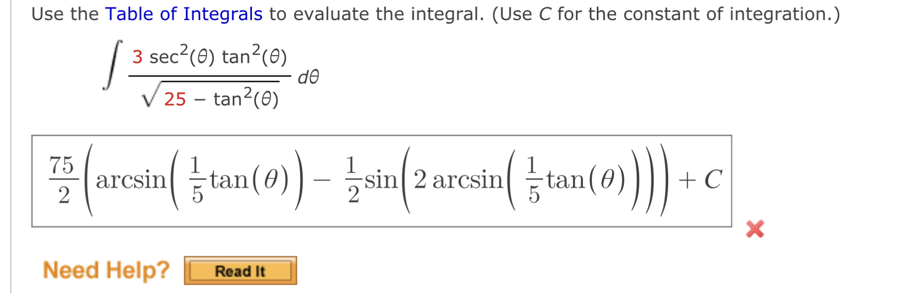 Solved Use the Table of Integrals to evaluate the integral. | Chegg.com