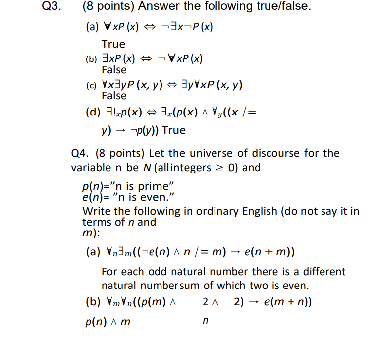 Solved Q1: Write the following compound statement in the | Chegg.com
