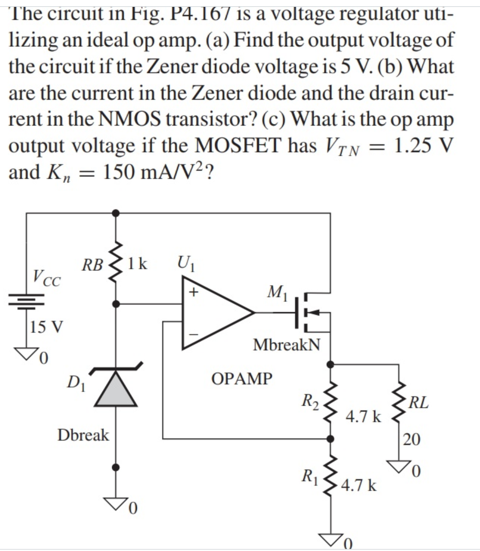 Solved The circuit in Fig. P4.167 is a voltage regulator | Chegg.com