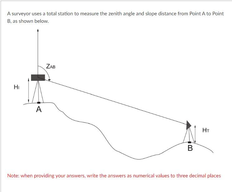 [Solved]: A surveyor uses a total station to measure the