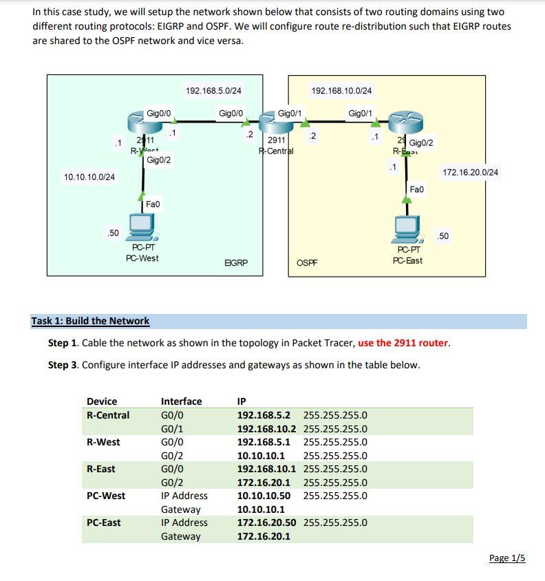 In this case study, we will setup the network shown | Chegg.com