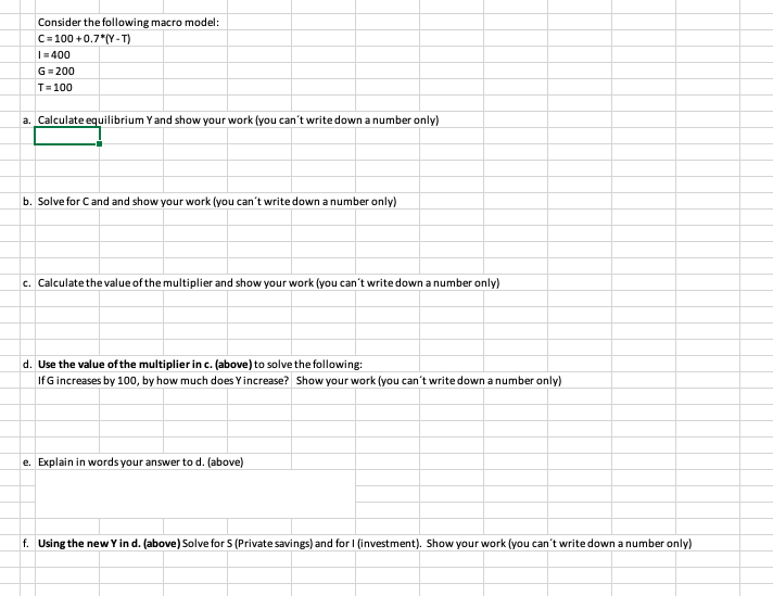 Solved Consider the following macro model: | Chegg.com