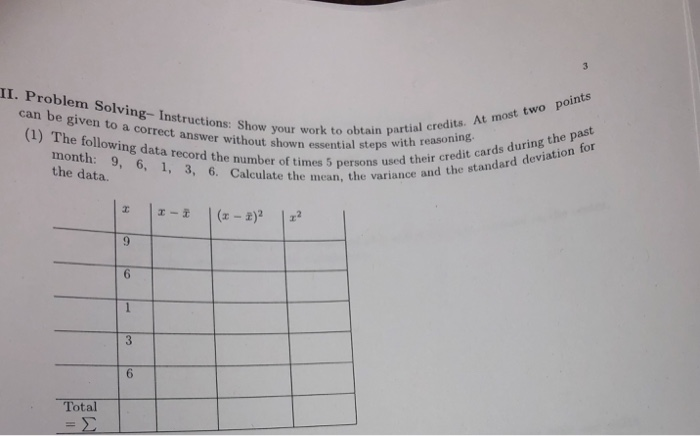 Solved II. Problem Solving- Instructions ctions: Show your | Chegg.com