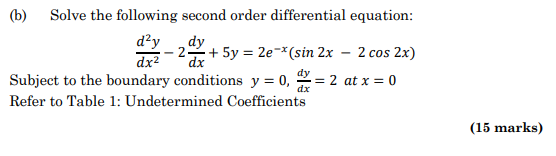 Solved (b) Solve the following second order differential | Chegg.com