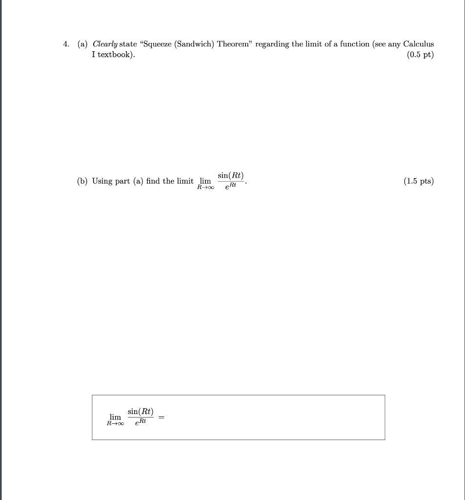 Solved (a) Clearly state "Squeeze (Sandwich) Theorem" | Chegg.com