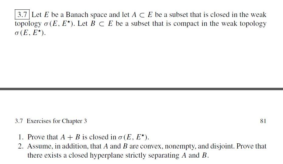 Solved 3.7 Let E be a Banach space and let A⊂E be a subset | Chegg.com