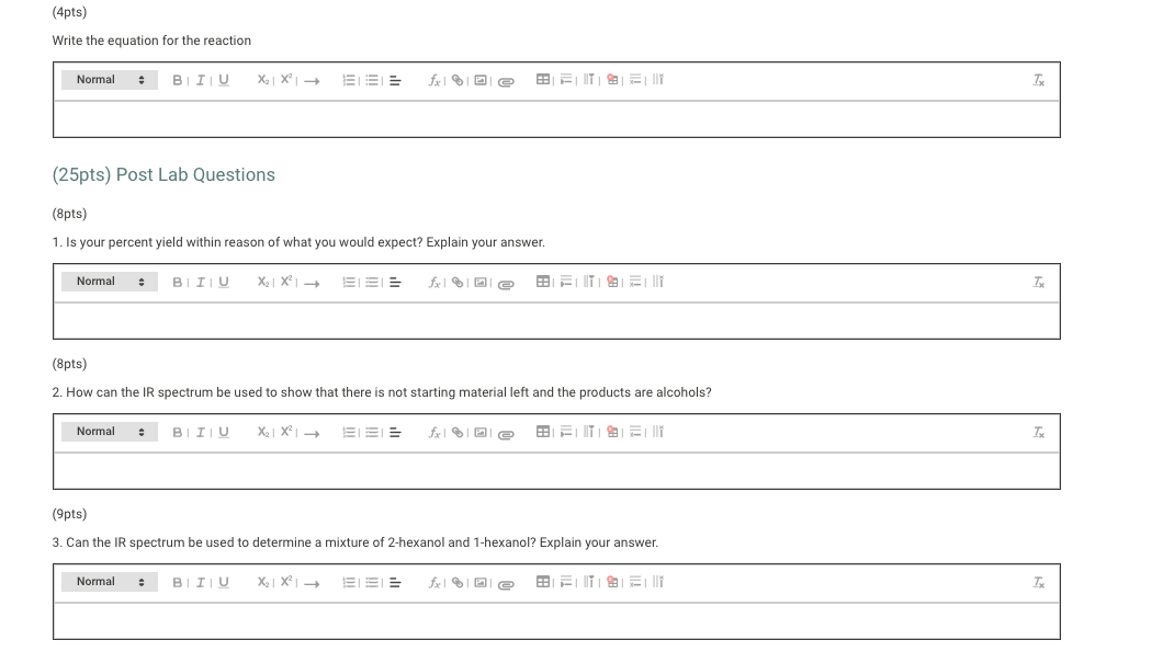 Solved (2pts) Hydration of 1-Hexene Are you completing this | Chegg.com