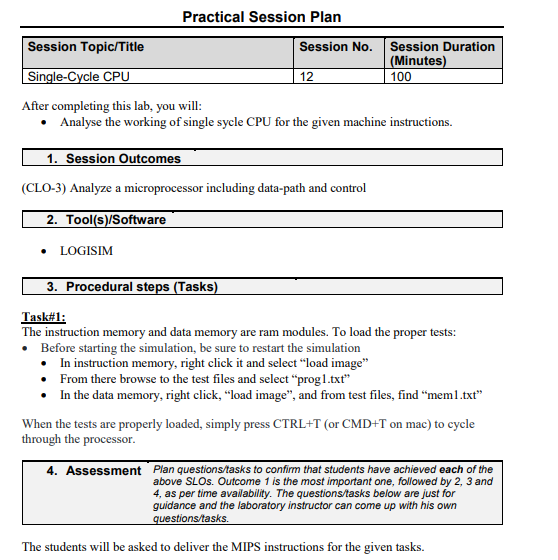 Practical Session Plan After completing this lab, you | Chegg.com