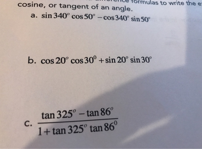 Solved Use the sum and difference formulas to write the | Chegg.com
