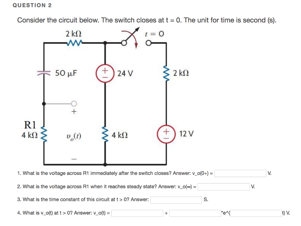 Solved QUESTION 2 Consider the circuit below. The switch | Chegg.com