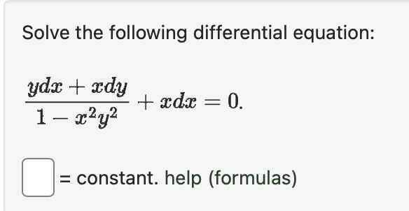 Solved Solve the following differential equation: | Chegg.com