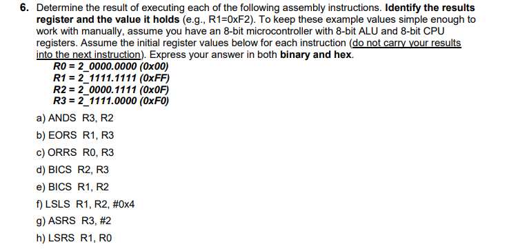 Solved 6. Determine the result of executing each of the | Chegg.com