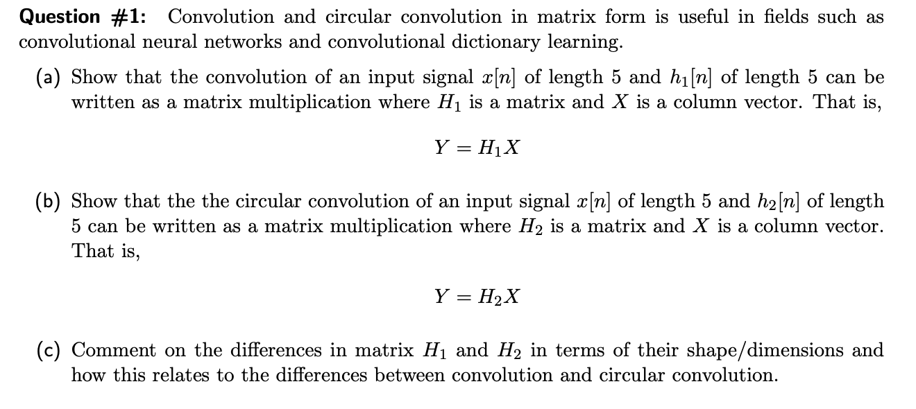 Question #1: Convolution and circular convolution in | Chegg.com