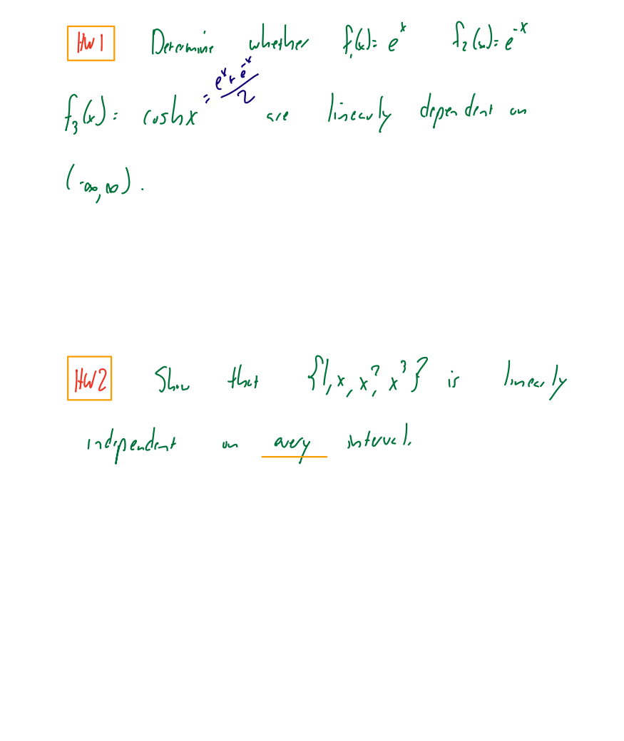 Solved |twi Deremine whether f1(x)=exf2(x)=e−x | Chegg.com
