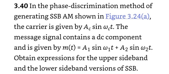 Solved 3.40 In the phase-discrimination method of generating | Chegg.com
