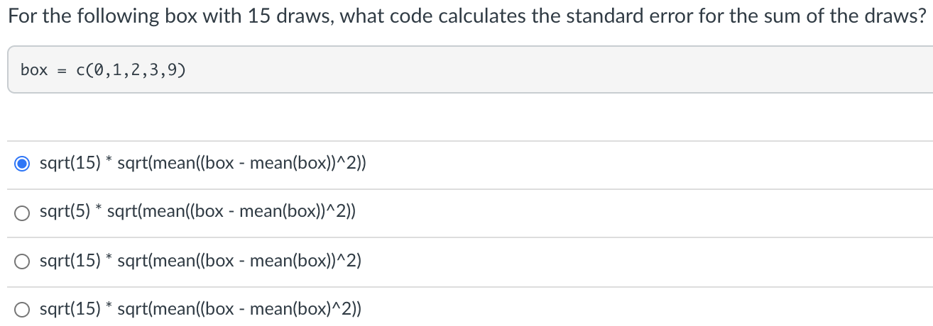 Solved (R Language) For the following box with 15 draws, | Chegg.com