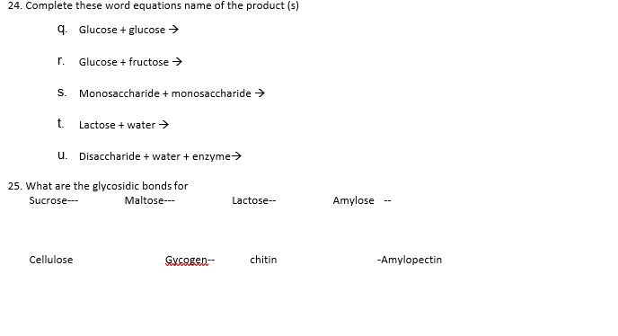 Solved 24. Complete these word equations name of the product | Chegg.com