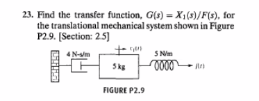 Solved 23. Find the transfer function, G(3) = X(s)/F(s), for | Chegg.com