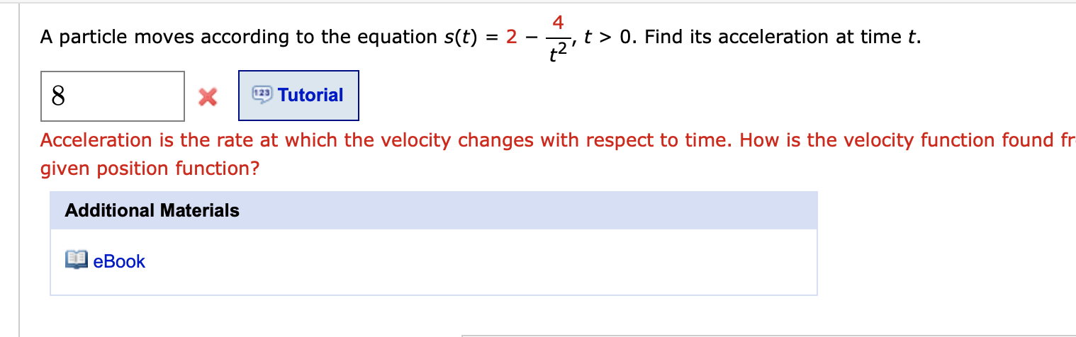 Solved 4 t > 0. Find its acceleration at time t A particle | Chegg.com
