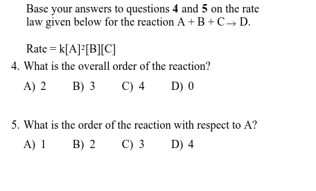 Solved Base your answers to questions 4 and 5 on the rate | Chegg.com
