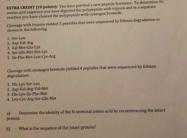 Solved Extra Credit 10 Points You Have Purified A New