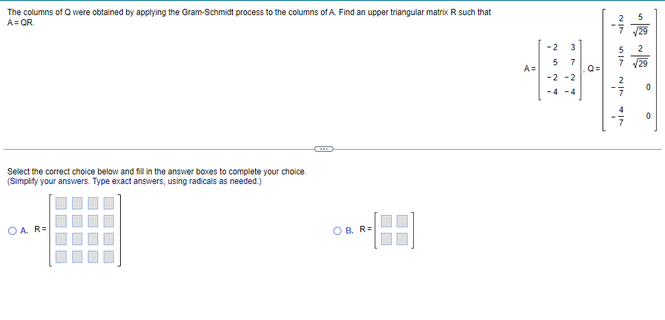 Solved The columns of Q were obtained by applying the | Chegg.com