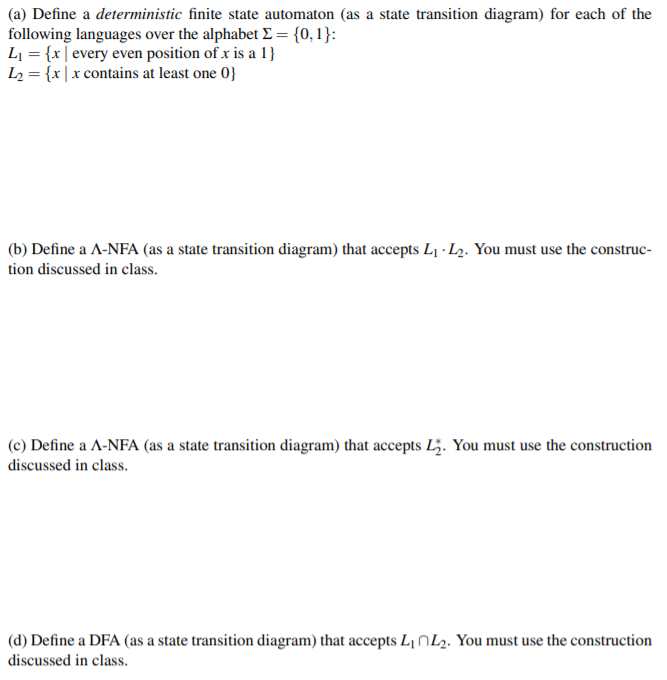 Solved for each of the (a) Define a deterministic finite | Chegg.com