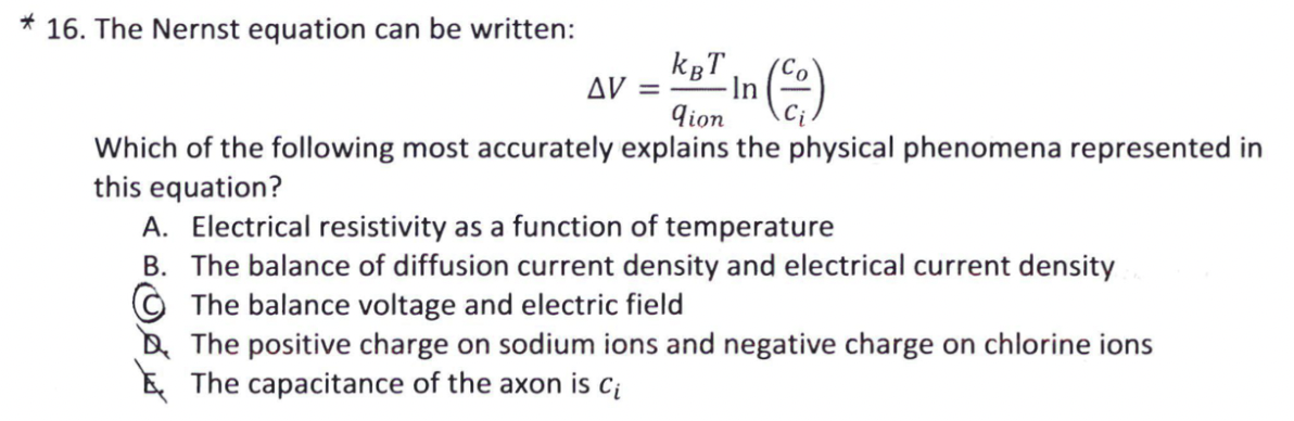 Solved * 16. The Nernst equation can be written: | Chegg.com