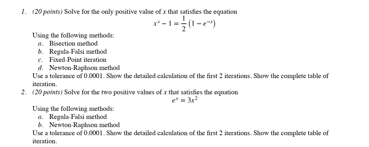 Solved 1. (20 points) Solve for the only positive value of x | Chegg.com