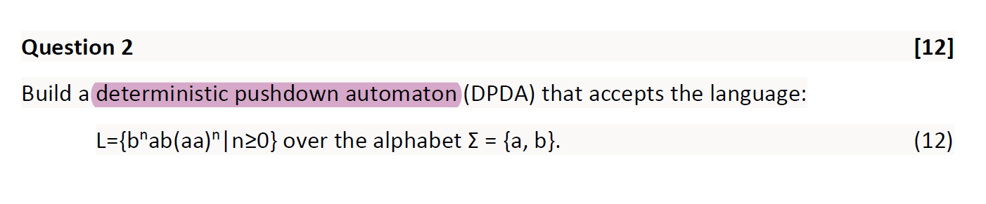 Solved Build a deterministic pushdown automaton (DPDA) that | Chegg.com