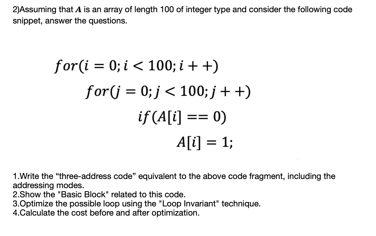 Solved 2)Assuming that A is an array of length 100 of | Chegg.com