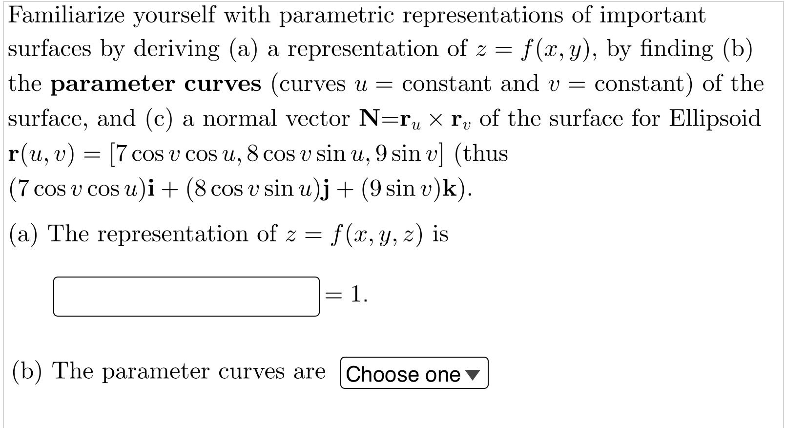 Solved Familiarize yourself with parametric representations | Chegg.com
