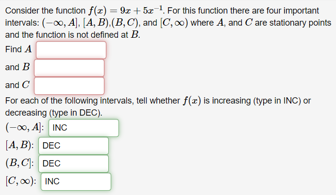 Solved Consider the function f(x)=9x+5x−1. For this function | Chegg.com