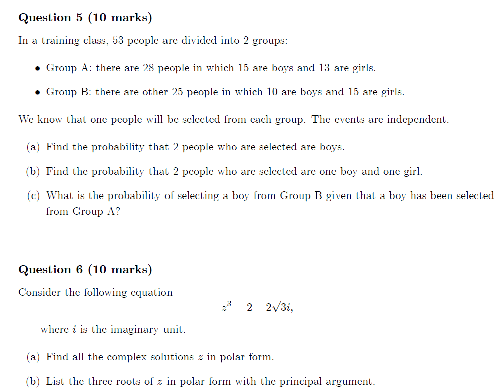 Solved Question 5 (10 marks) In a training class, 53 people | Chegg.com