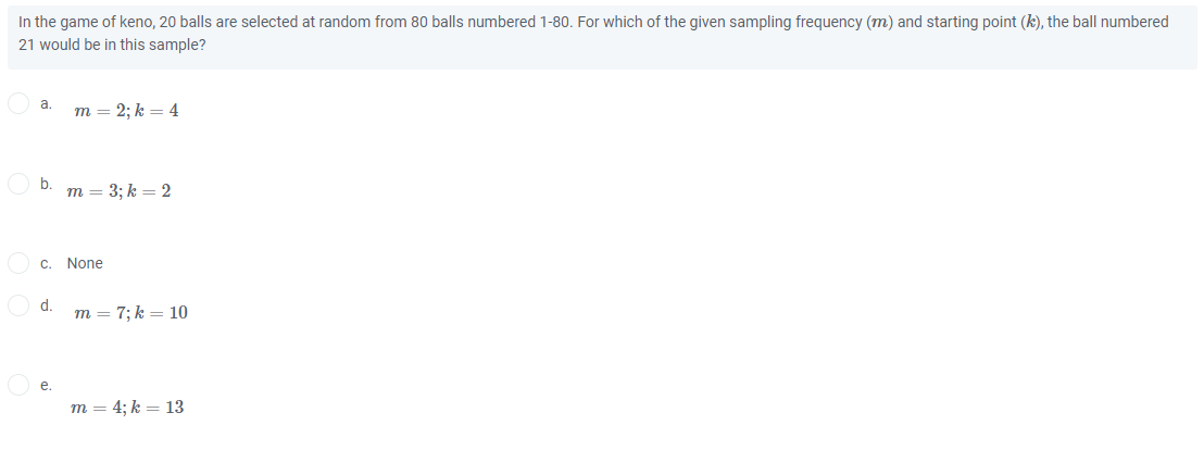 Solved In the game of keno, 20 balls are selected at random | Chegg.com