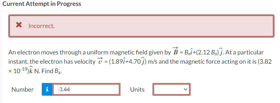 Solved Current Attempt in Progress An electron moves through | Chegg.com