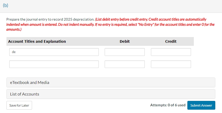 Solved Prepare the journal entry to record 2025 | Chegg.com