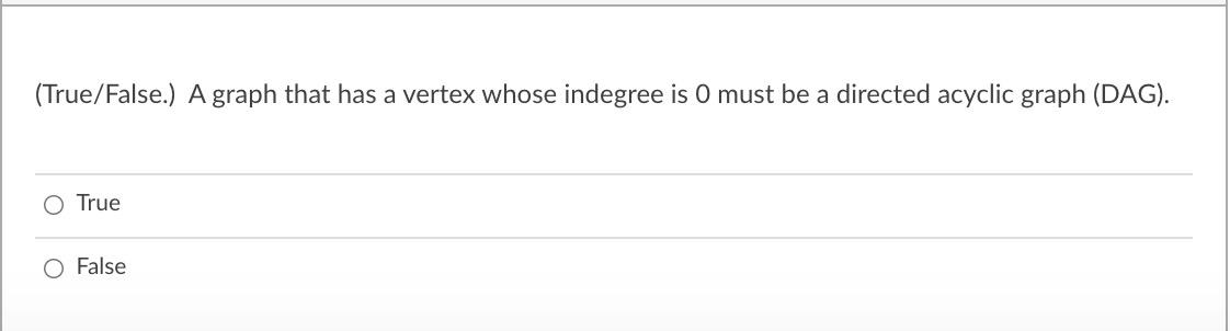 Solved (True/False.) A graph that has a vertex whose | Chegg.com